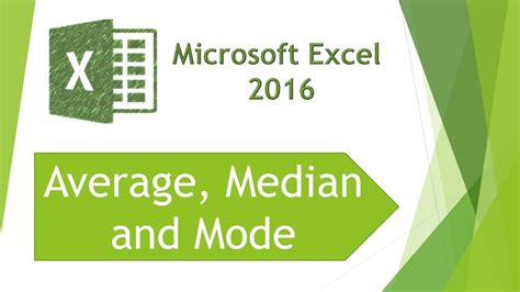 Excel 2016 Average Median And Mode Functions Youtube