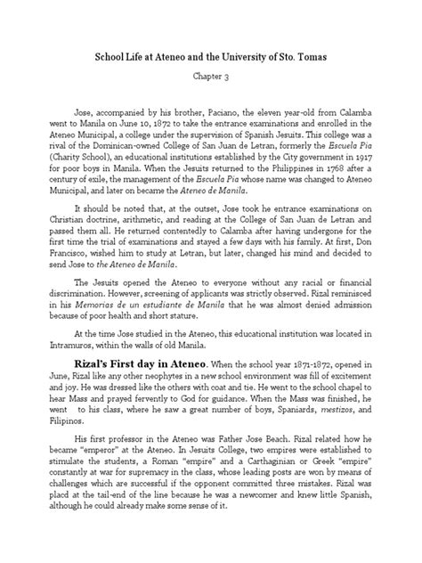 Chapter 3 School Life At Ateneo And The University Of Sto Pdf