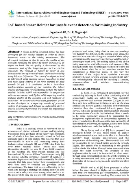 IoT Based Smart Helmet For Unsafe Event Detection For Mining Industry PDF