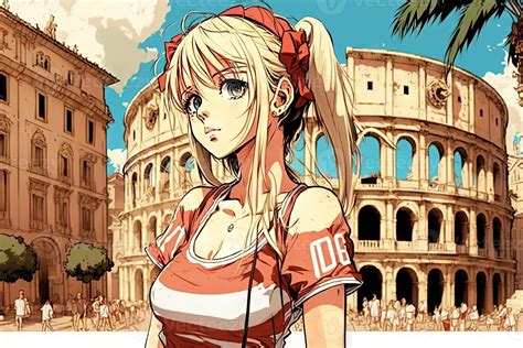 Beautiful Anime Manga Girl In Rome Italy Illustration 23937221 Stock