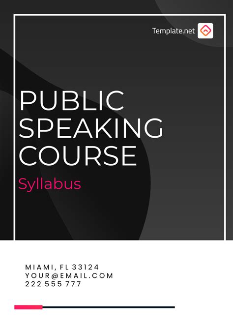 Free Public Speaking Course Syllabus Template To Edit Online