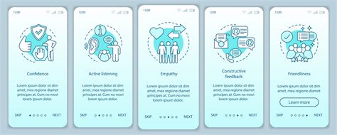 Personal Qualities Onboarding Mobile App Page Screen Vector Template Communication Skills