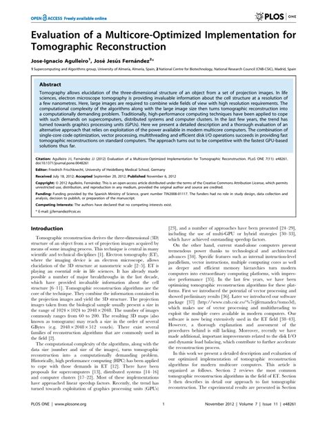 Pdf Evaluation Of A Multicore Optimized Implementation For Tomographic Reconstruction