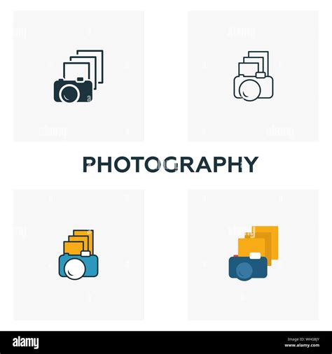 Photography Icon Set Four Elements In Diferent Styles From Design Ui