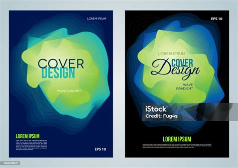 두 벡터 커버 디자인 전단지 기업 비즈니스 연례 보고서 파란색과 녹색 그라데이션 브로셔 디자인의 집합 A4 용지에 대한 스톡 벡터 아트 및 기타 이미지 Istock