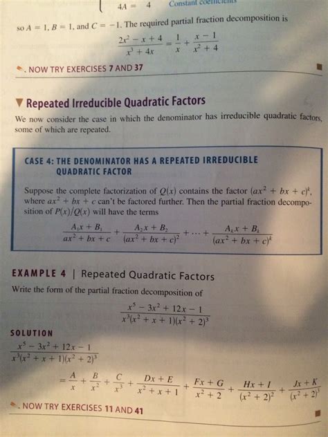 Irreducible Quadratic Factors Partial Fraction Decomposition