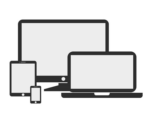 장치 아이콘 스마트폰 태블릿 노트북 및 데스크톱 컴퓨터 프리미엄 벡터