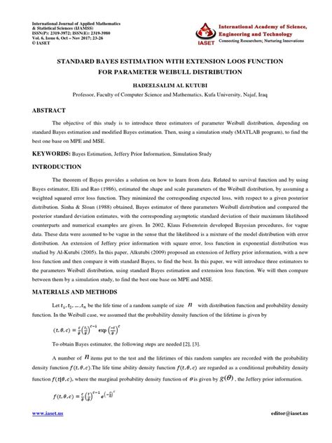 Ijamss Standard Bayes Estimation With Extension Loos Function For