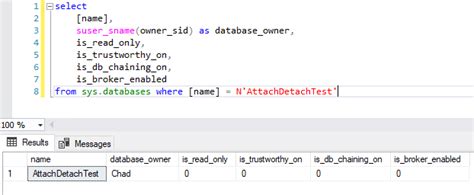 Detaching Then Attaching A Database Loses The Database Settings Chad