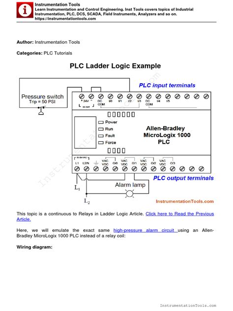 Plc Ladder Logic Example Program Pdf Programmable Logic Controller