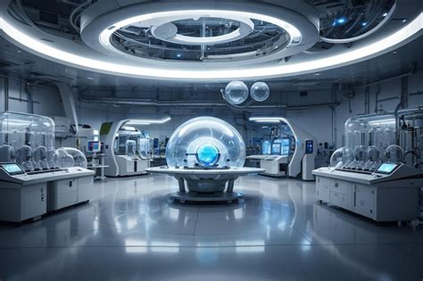 Premium Ai Image Futuristic Quantum Physics Lab