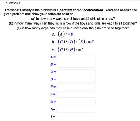 Solved Directions Classify If The Problem Is A Permutation