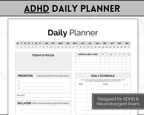 Adhd Planner Printable Printable At A Glance