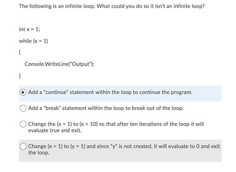 Solved The Following Is An Infinite Loop What Could You Do