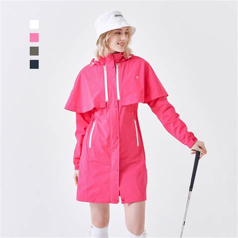 클리브랜드 골프웨어 클리브랜드골프 케이프탈부착 심실링 방수코팅 여성 사파리 레인코트골프비옷골프웨어cgwrs211020