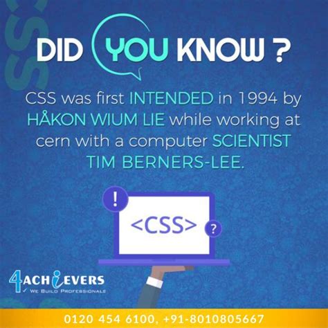4achievers Css Was First Proposed By Håkon Wium Lie On
