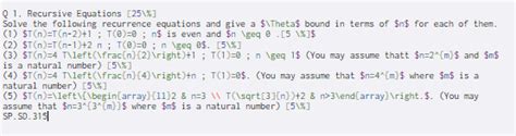 Solved Q Recursive Equations Solve The Following Chegg