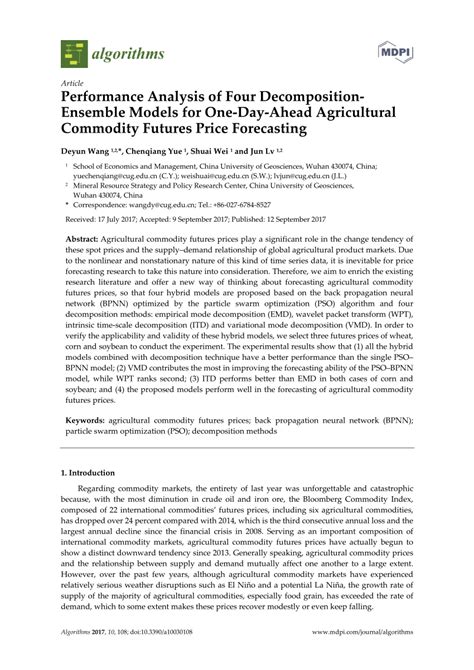 Pdf Performance Analysis Of Four Decomposition Ensemble Models For One Day Ahead Agricultural