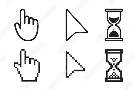 Pointer Hand Arrow And Hourglass Loading Clock Mouse Cursors Icon Sign