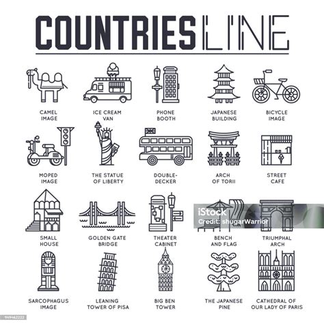 국가 여행 Collextion 건축 패션 사람 자연 배경 개념 항목의 집합입니다 Infographic 전통적인 민족 평면 개요 얇은 선 아이콘 빅 벤에 대한 스톡 벡터 아트