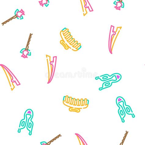 Hair Pin Decorative Accessory Vector Seamless Pattern Stock