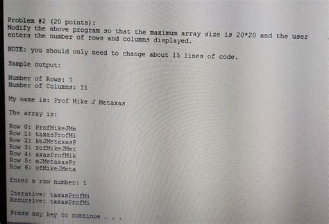 Solved Problem 2 20 Points Modify The Above Program So Chegg