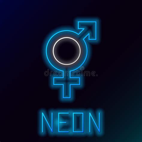 Glowing Neon Line Gender Icon Isolated On Black Background Symbols Of Men And Women Sex Symbol