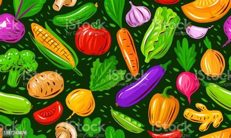 신선한 야채 원활한 패턴 농장 유기농 식품 개념 배경 벡터 일러스트 레이 션 건강한 생활방식에 대한 스톡 벡터 아트 및 기타 이미지 건강한 생활방식 건강한 식생활