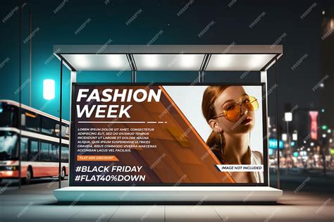 버스 정류장 광고판 모형 도시 배경이 있는 편집 가능한 광고판 모형 Psd 프리미엄 Psd 파일