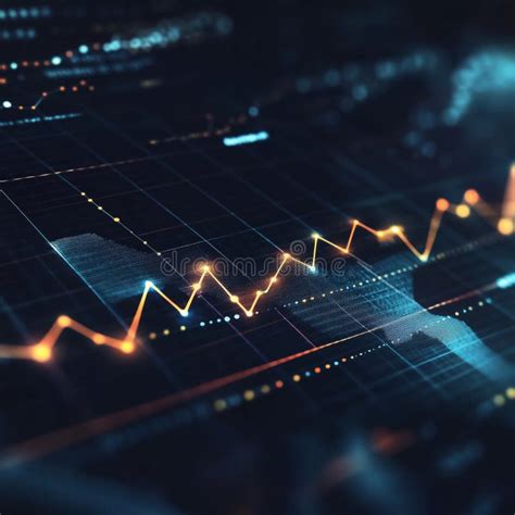 Dynamic Financial Data Visualization With Glowing Line Graph On Digital