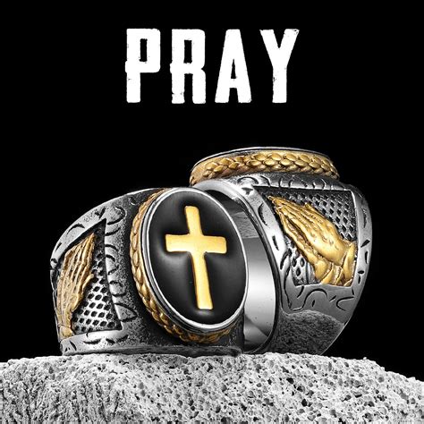 예수 하트 십자가 기도하는 손 남성 반지 스테인레스 스틸 여성 쥬얼리 펑크 록 멋진 물건 패션 액세서리 도매 선물