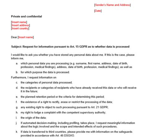 Request For Information On Data Processing Gdpr Grcready