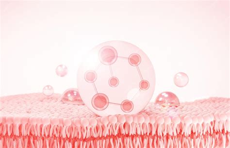 화장품 에센스 분자 콜라겐 비타민 또는 세럼은 보습제를 위한 물을 떨어뜨립니다 물 배경의 액체 분자 화학 구조 화장품 전력 처리 천연 제품 3d 렌더링 프리미엄 사진
