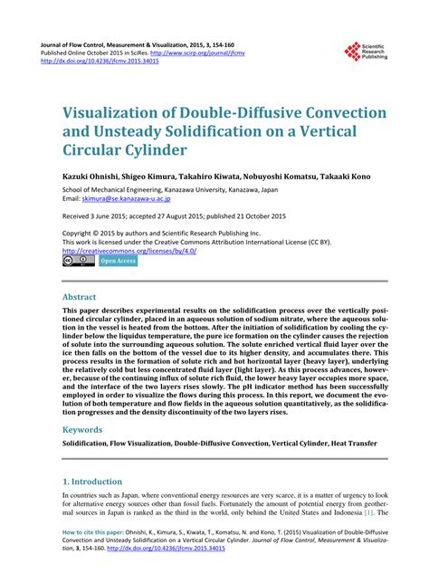 Pdf Visualization Of Double Diffusive Convection And Unsteady Solidification On A Vertical