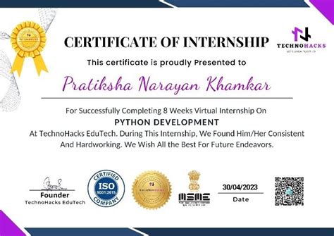 Pratiksha Khamkar On Linkedin Internship Internship Project Python Development Share