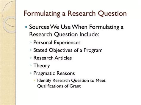 Ppt Formulating A Research Question Powerpoint Presentation Free