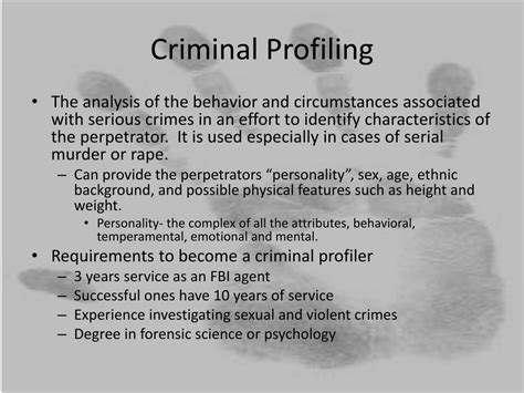 Ppt Criminal Profiling Powerpoint Presentation Free Download Id
