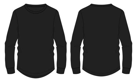 Long Sleeve T Shirt Template Vector Art Icons And Graphics For Free
