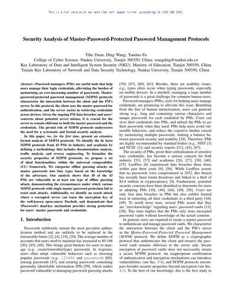 Pdf Security Analysis Of Master Password Protected Password Management Protocols