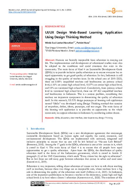 pdf ui ux design web based learning application using design thinking