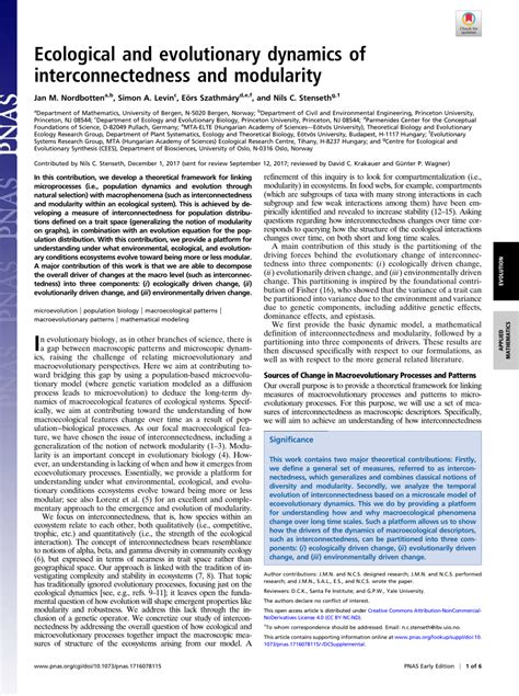 Pdf Ecological And Evolutionary Dynamics Of Interconnectedness And Modularity