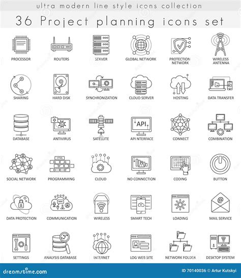 Vector Network Technology Ultra Modern Outline Line Icons For Web And Apps Stock Vector