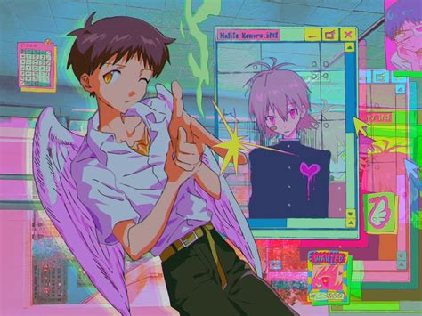 Ikari Shinji And Nagisa Kaworu Neon Genesis Evangelion Drawn By