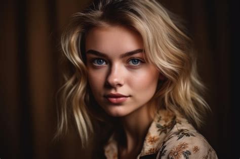 Premium Ai Image Portrait Of A Beautiful Young Blonde Woman Created