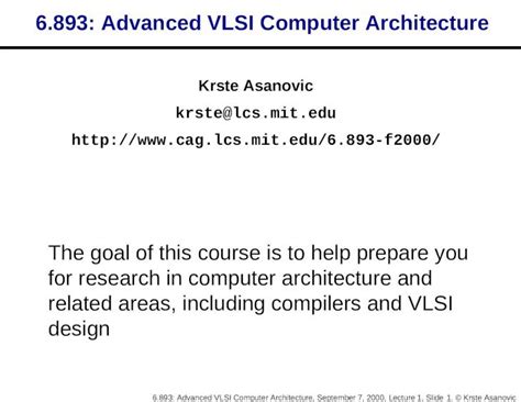 Ppt 6893 Advanced Vlsi Computer Architecture Dokumentips