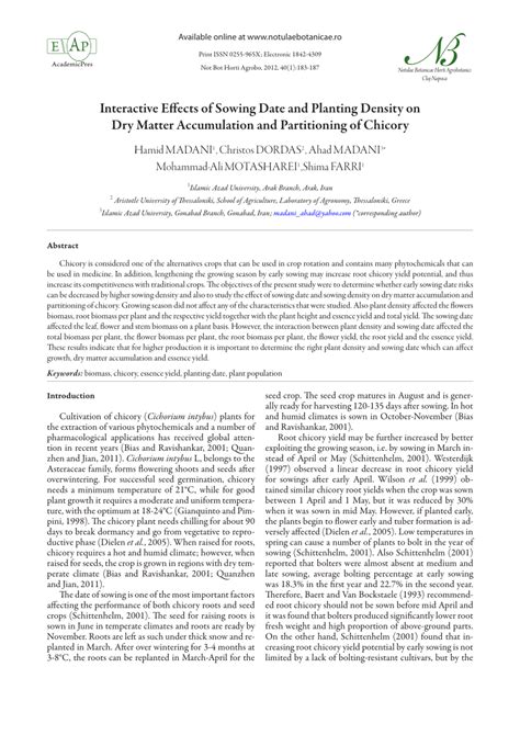 Pdf Interactive Effects Of Sowing Date And Planting Density On Dry