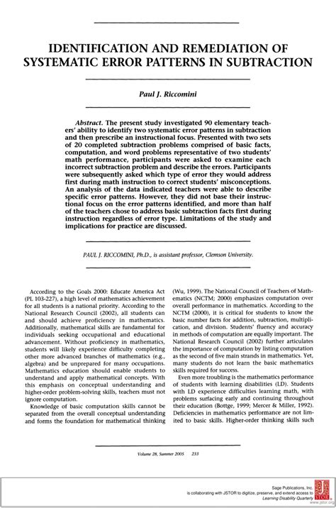 Pdf Identification And Remediation Of Systematic Error Patterns In
