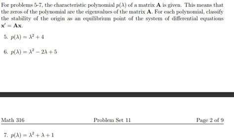 solved for problems 5 7 ﻿the characteristic polynomial p λ