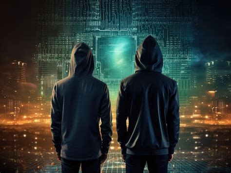 Premium Photo Image With A Hacker From Back Wearing A Hooded Sweatshirt On One Side And A