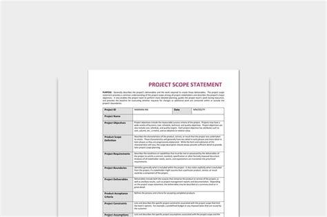 Project Scope Templates And Examples Free Download Word PDF